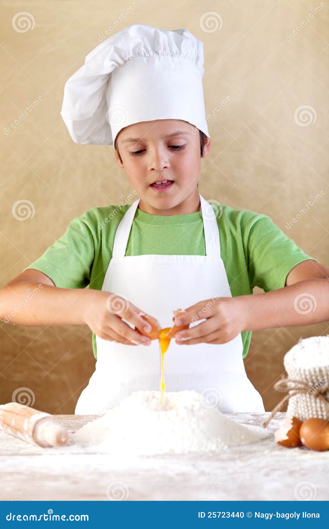 Boy with Chef Hat Preparing the Dough Stock Photo - Image of nutrition ...