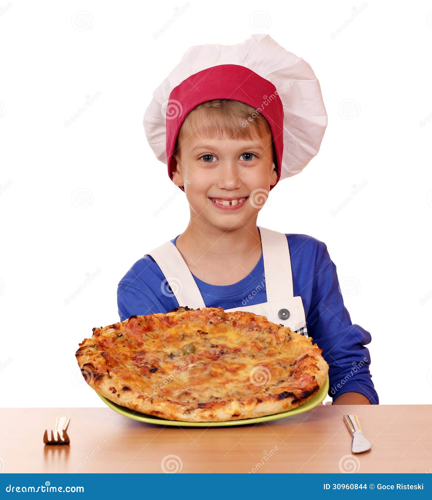 Boy Chef Hold Pizza on Table Stock Photo - Image of cheese, happy: 30960844