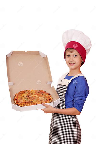 Boy Chef Holding a Pizza Box Stock Image - Image of cook, chef: 42466751