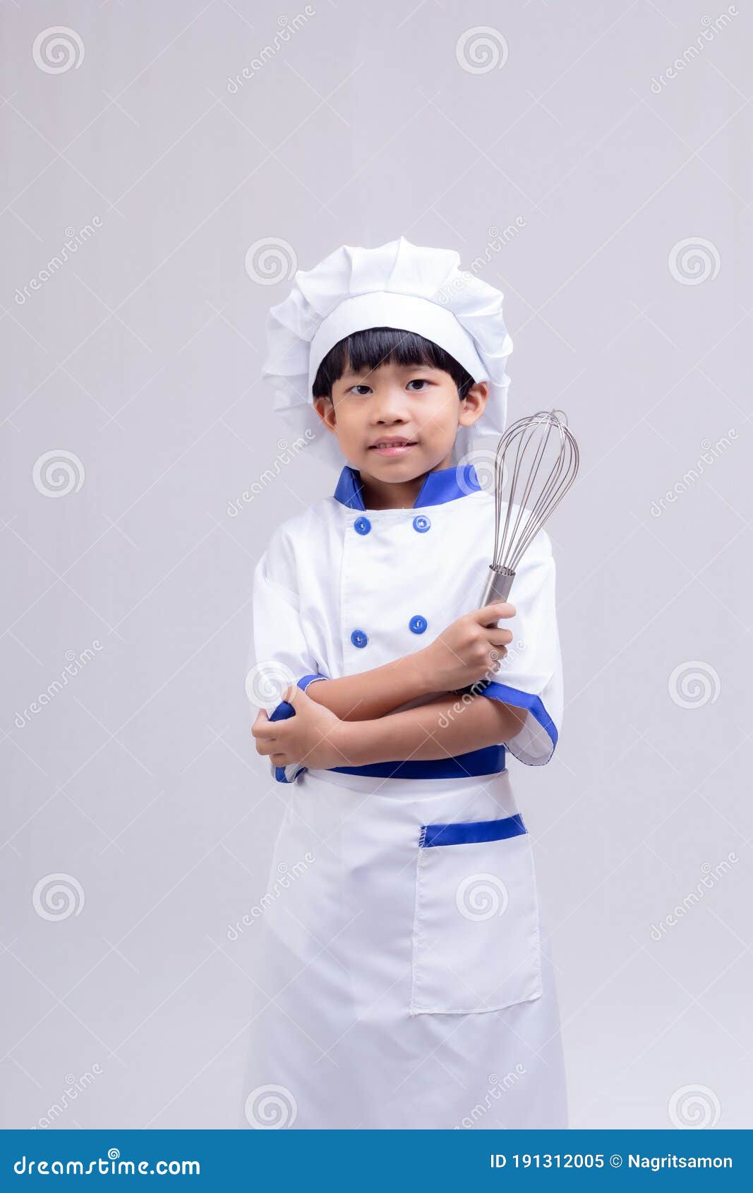 Boy in Chef Uniform on White Background Stock Image - Image of happy ...