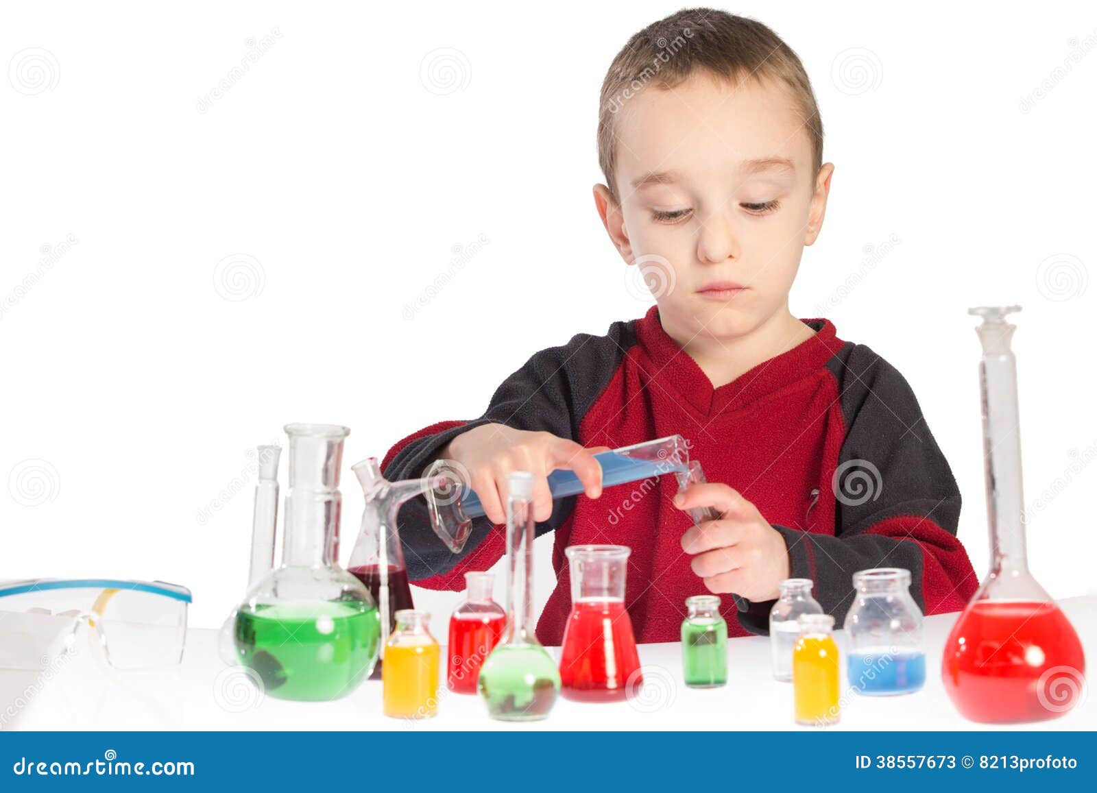 Boy in Chemistry Class, Chemistry Lesson Stock Image - Image of gloved ...