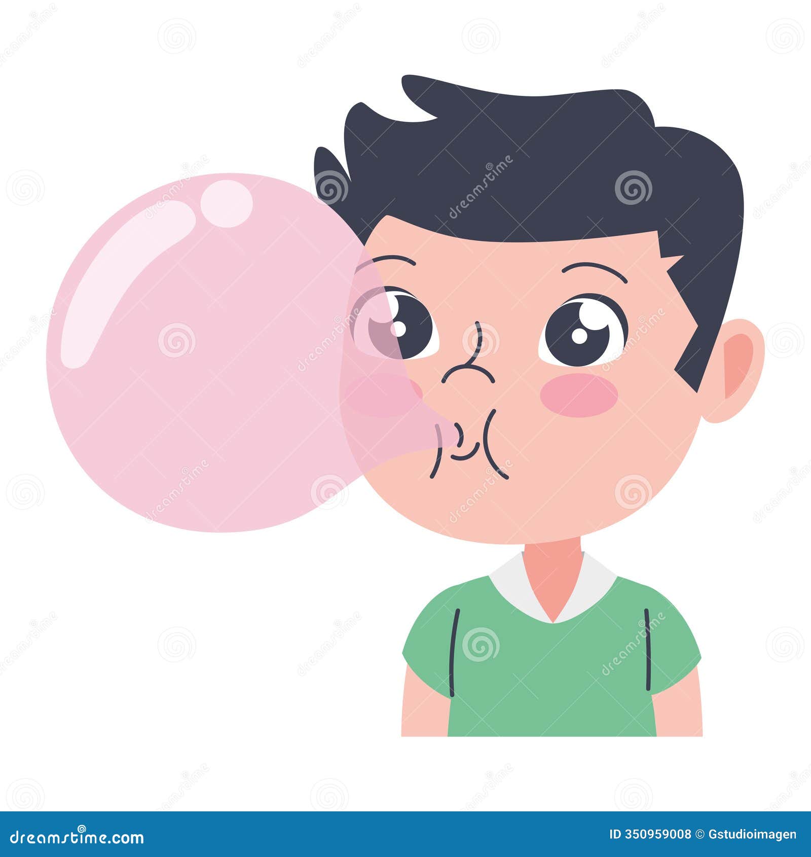 Boy chewing gum stock vector. Illustration of blowing - 350959008