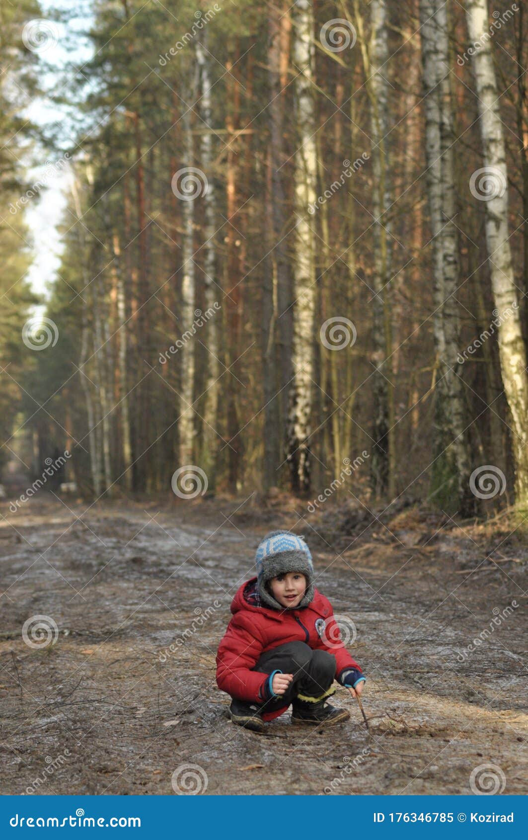 The Boy, the Child in the Forest. Fun in the Fresh Air Stock Image ...