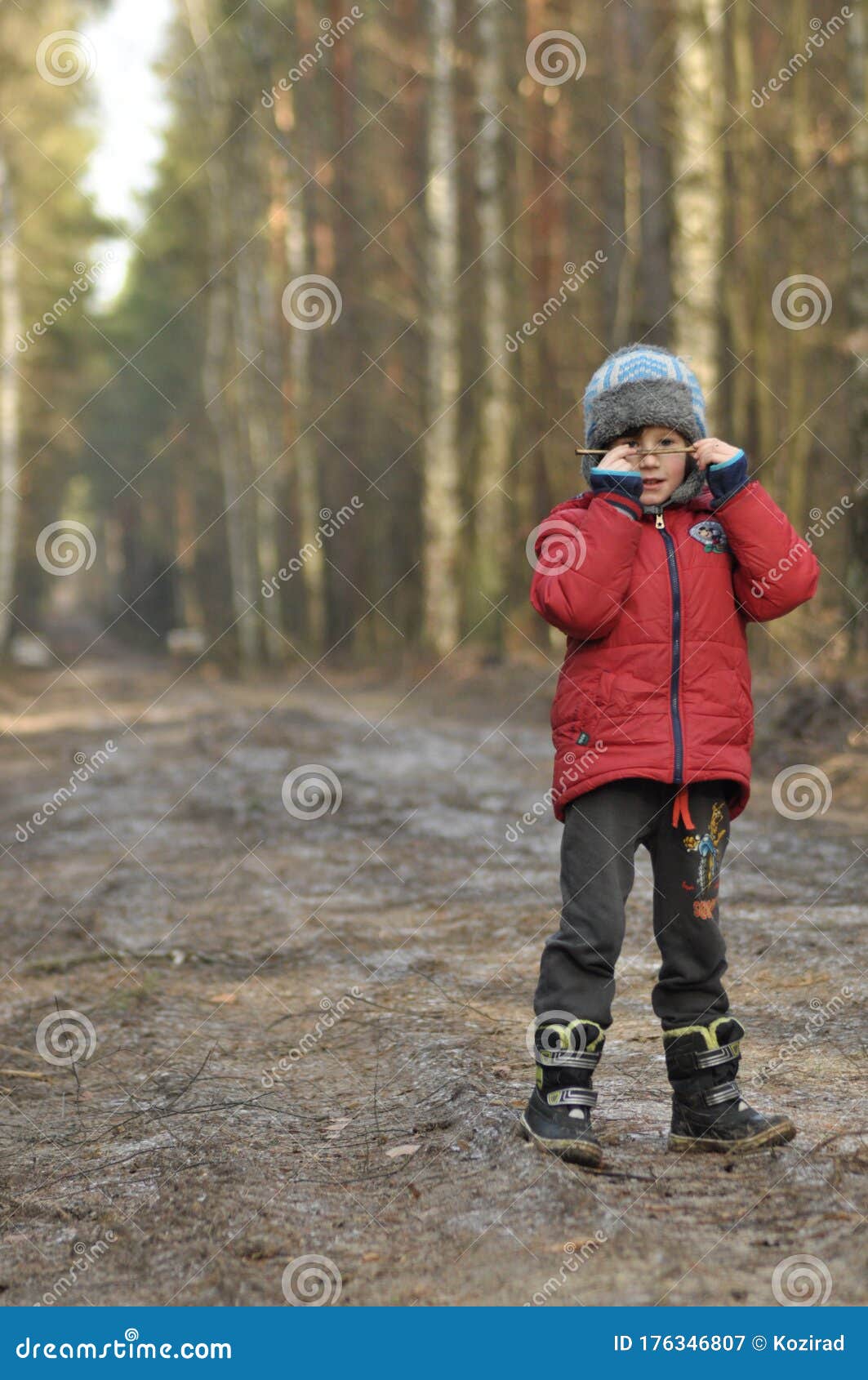 The Boy, the Child in the Forest. Fun in the Fresh Air Stock Image ...