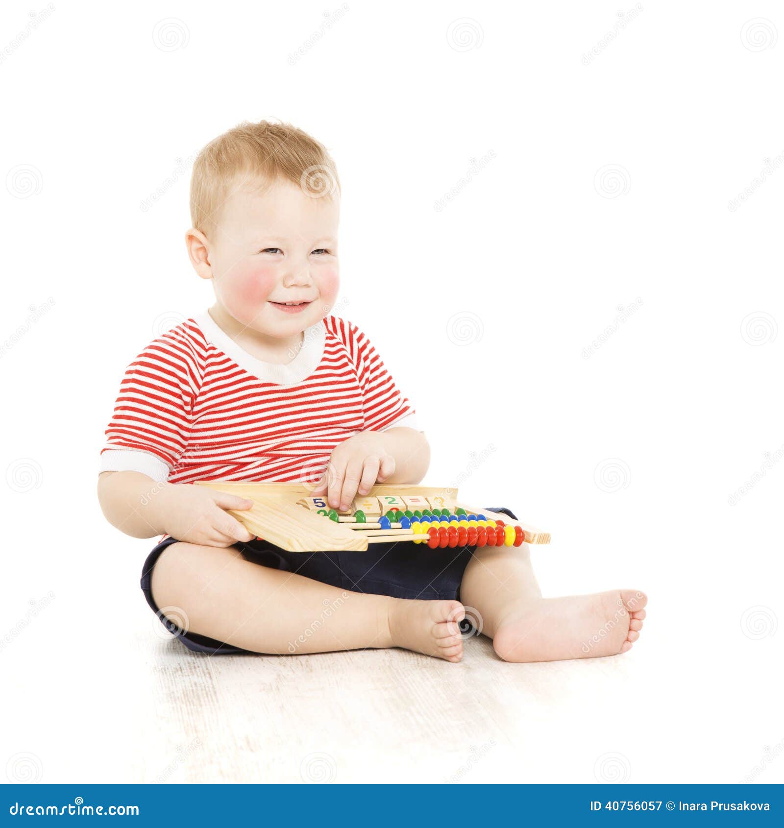 Boy Child Happy with Abacus, Smart Little Kid Study Lesson, Educ Stock ...