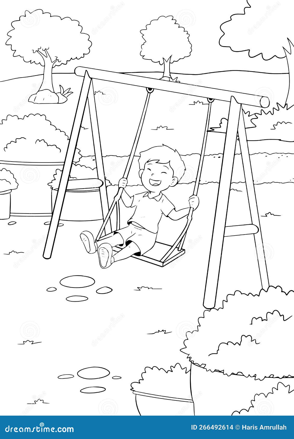 Boy Child Happy Playing Coloring Book Illustration Stock Vector ...