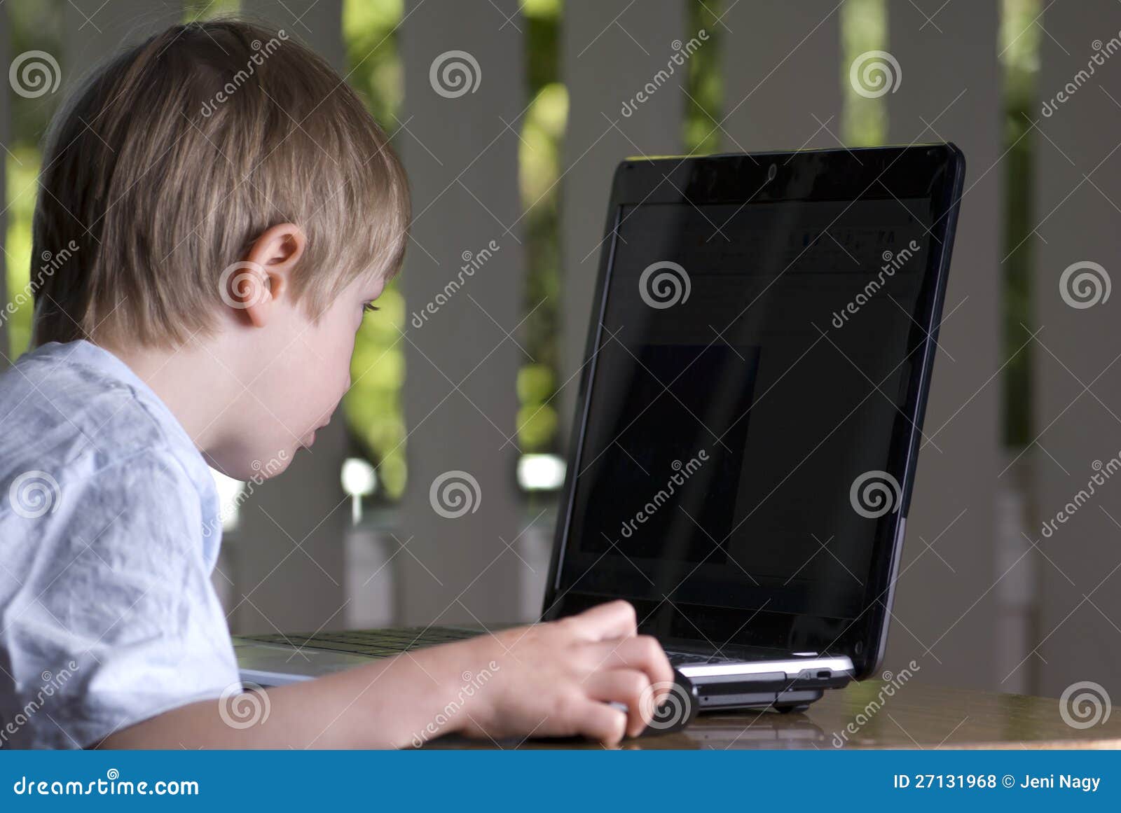 Boy Child Looking at Laptop Screen Stock Photo - Image of typing, game ...