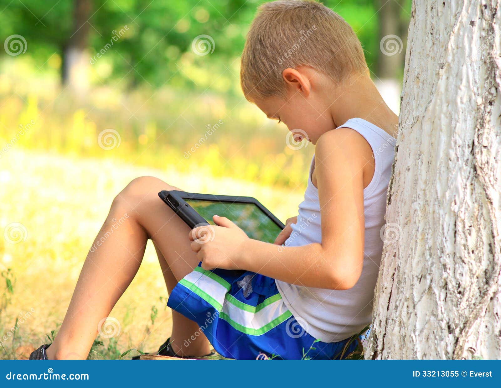 Boy Child Playing with Tablet PC Stock Image - Image of person ...
