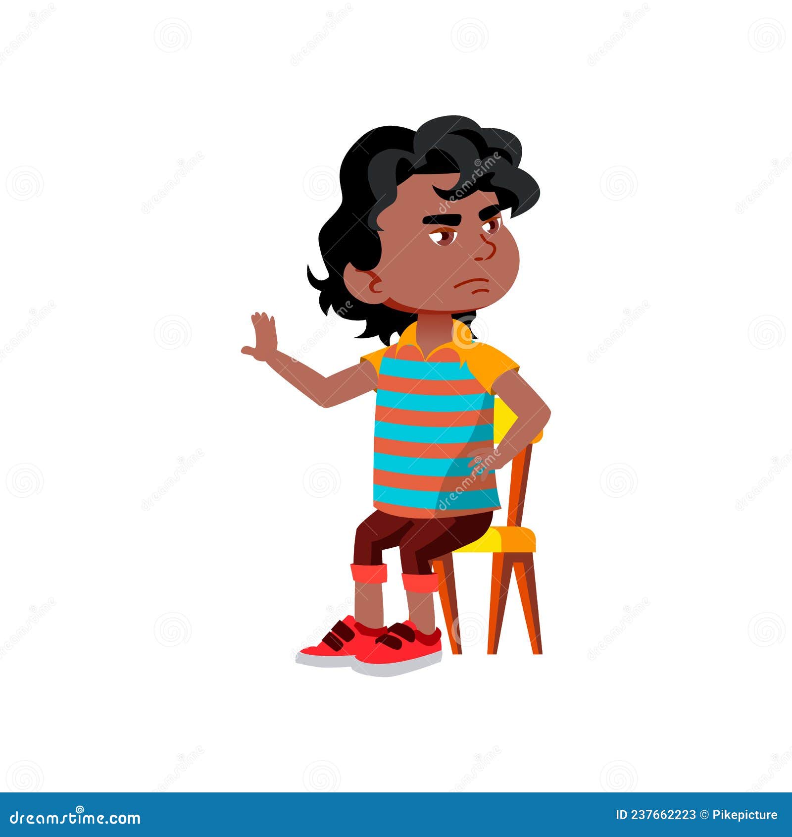 Frustrated Preteen Girl With Crossed Arms Semi Flat Color Vector ...