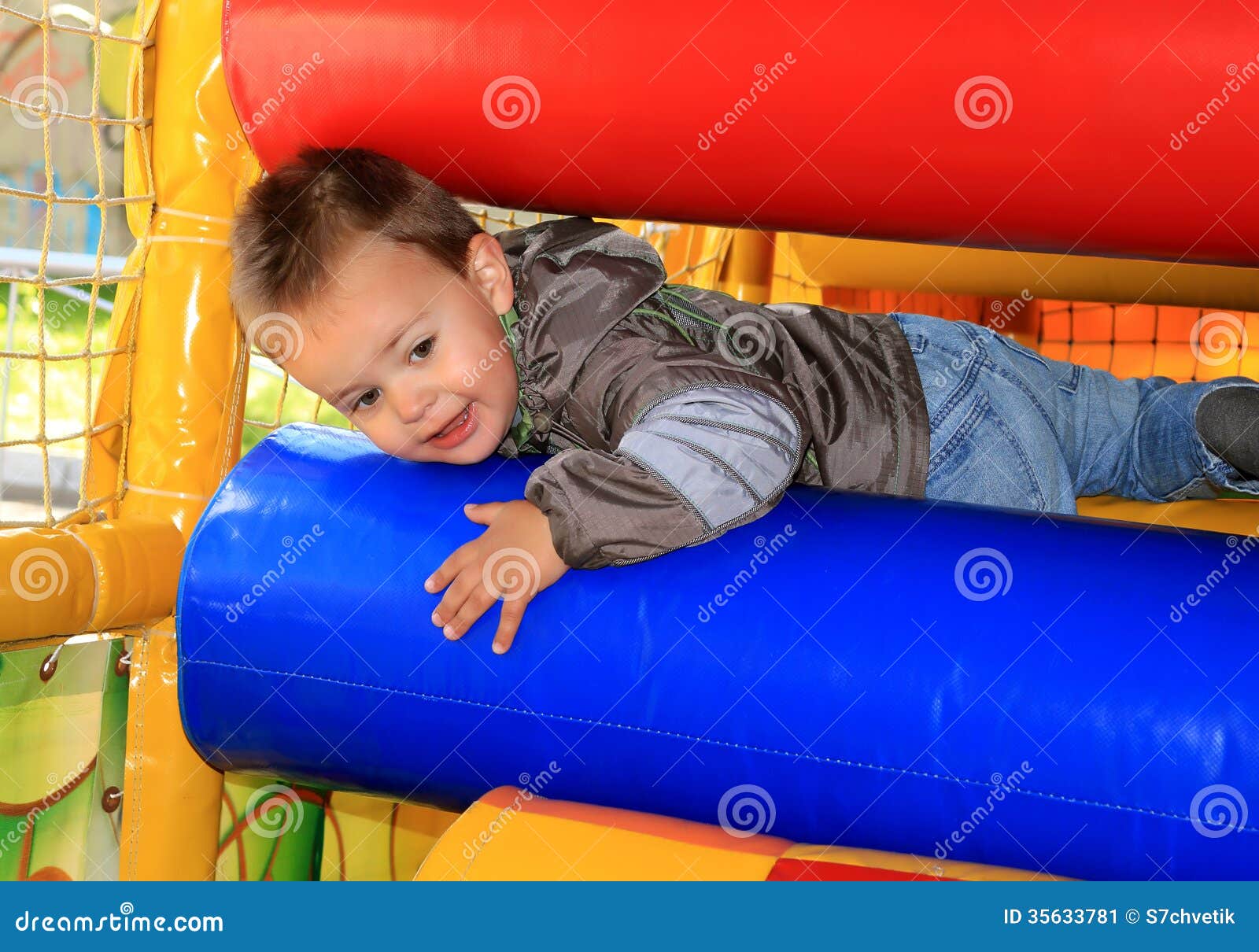 Boy in the Children S Play Soft Small Town Stock Image - Image of ...