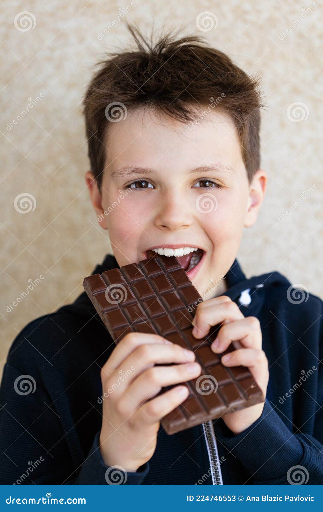 Boy with a chocolate stock image. Image of head, chocolate - 224746553