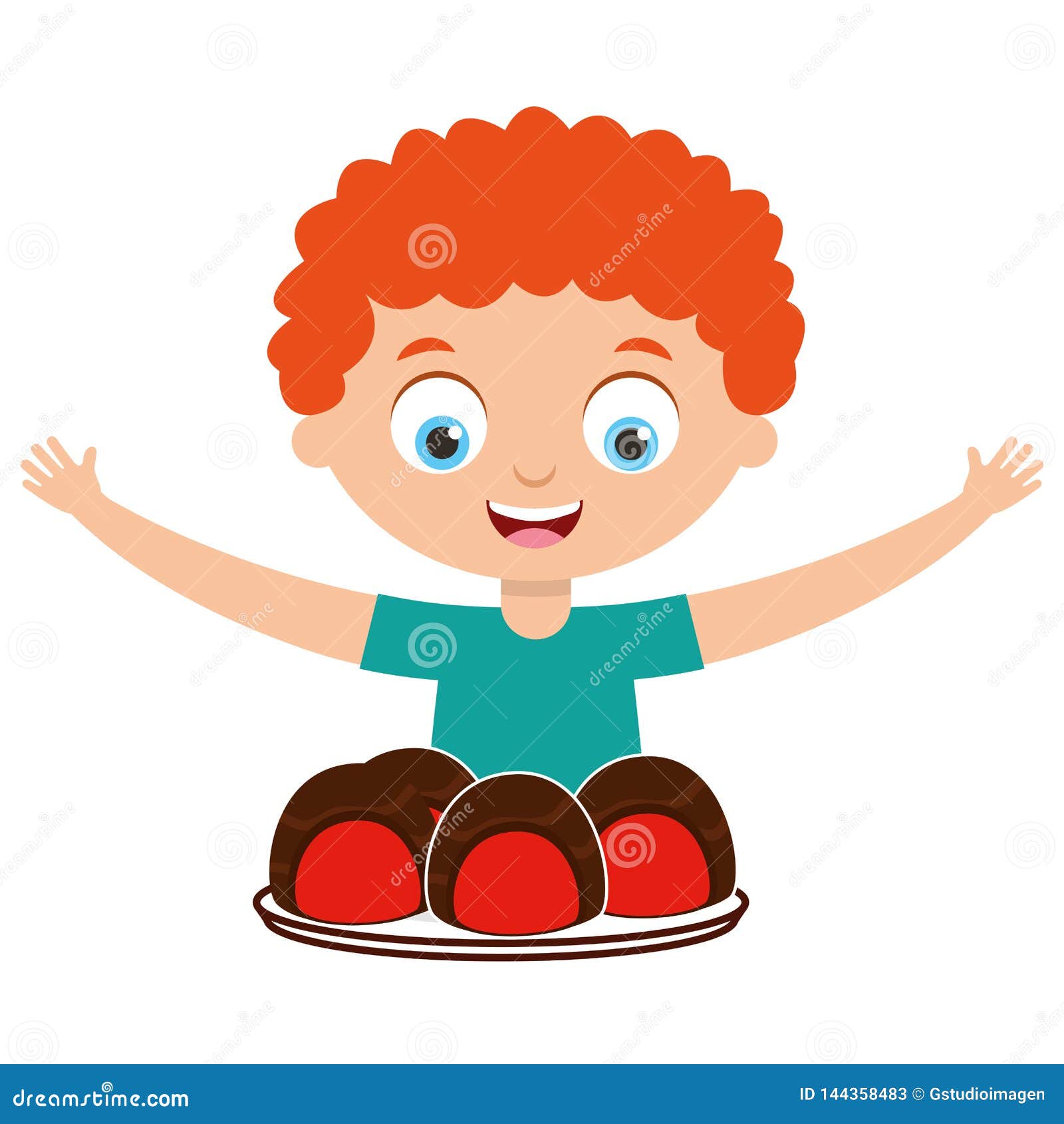 Boy with chocolate stock vector. Illustration of smile - 144358483
