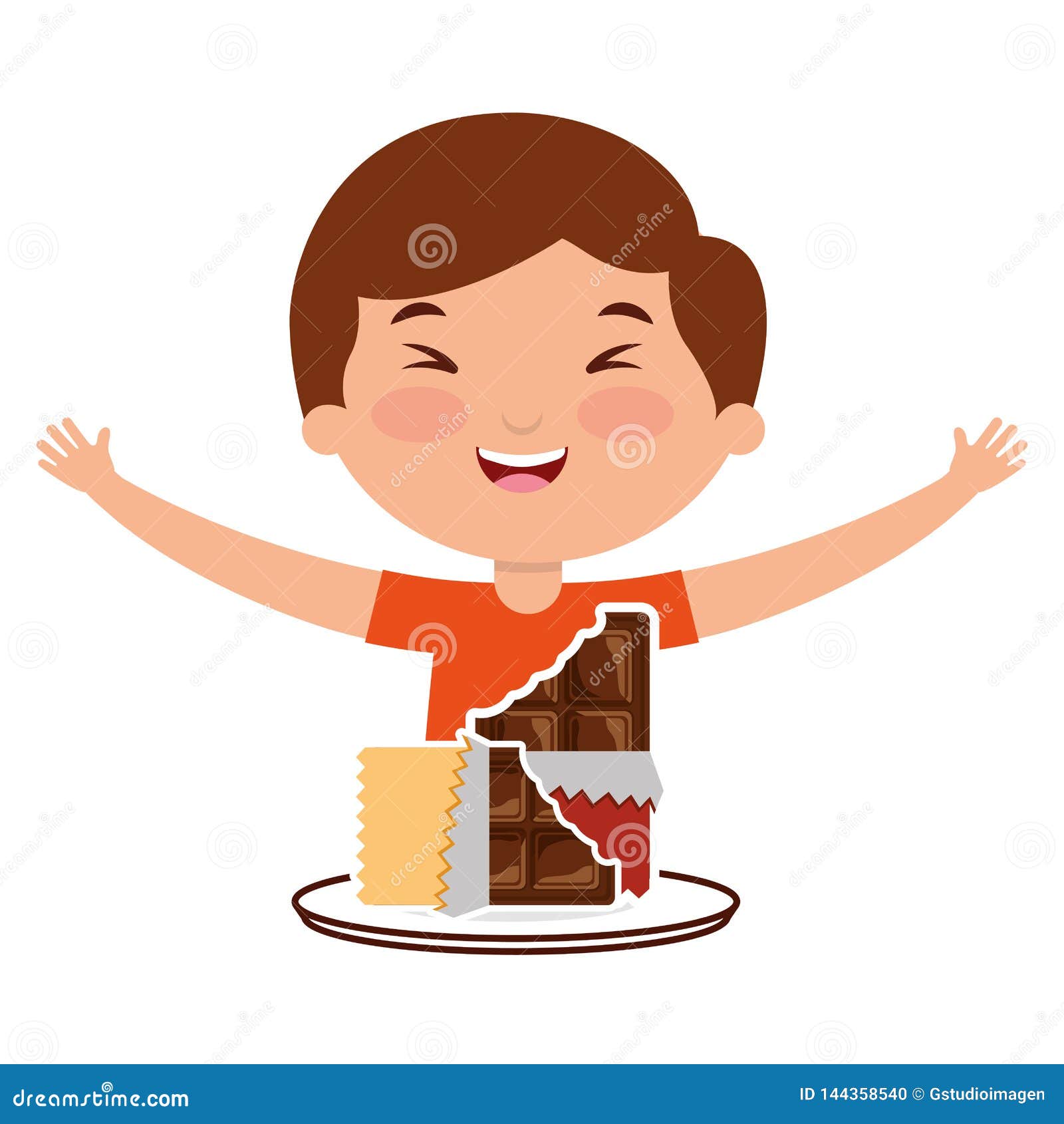 Boy with chocolate stock vector. Illustration of design - 144358540