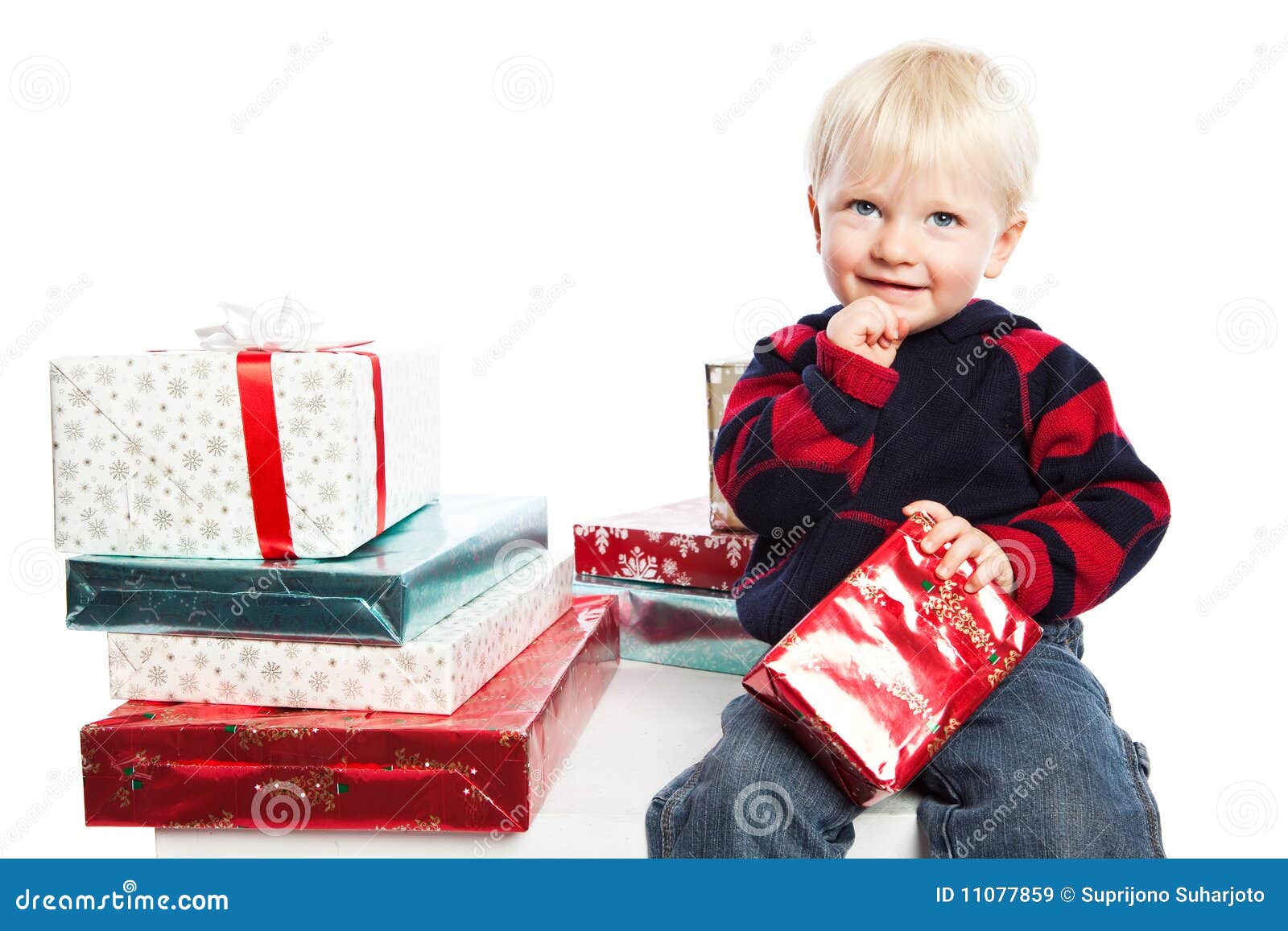 Boy with christmas gift stock image. Image of celebrate - 11077859