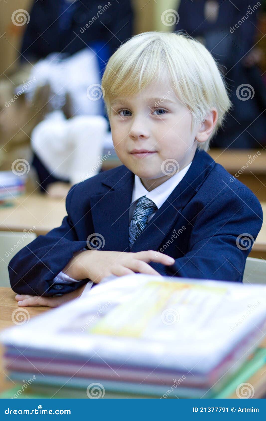 Boy in Classroom Having - Primary School Stock Image - Image of book ...