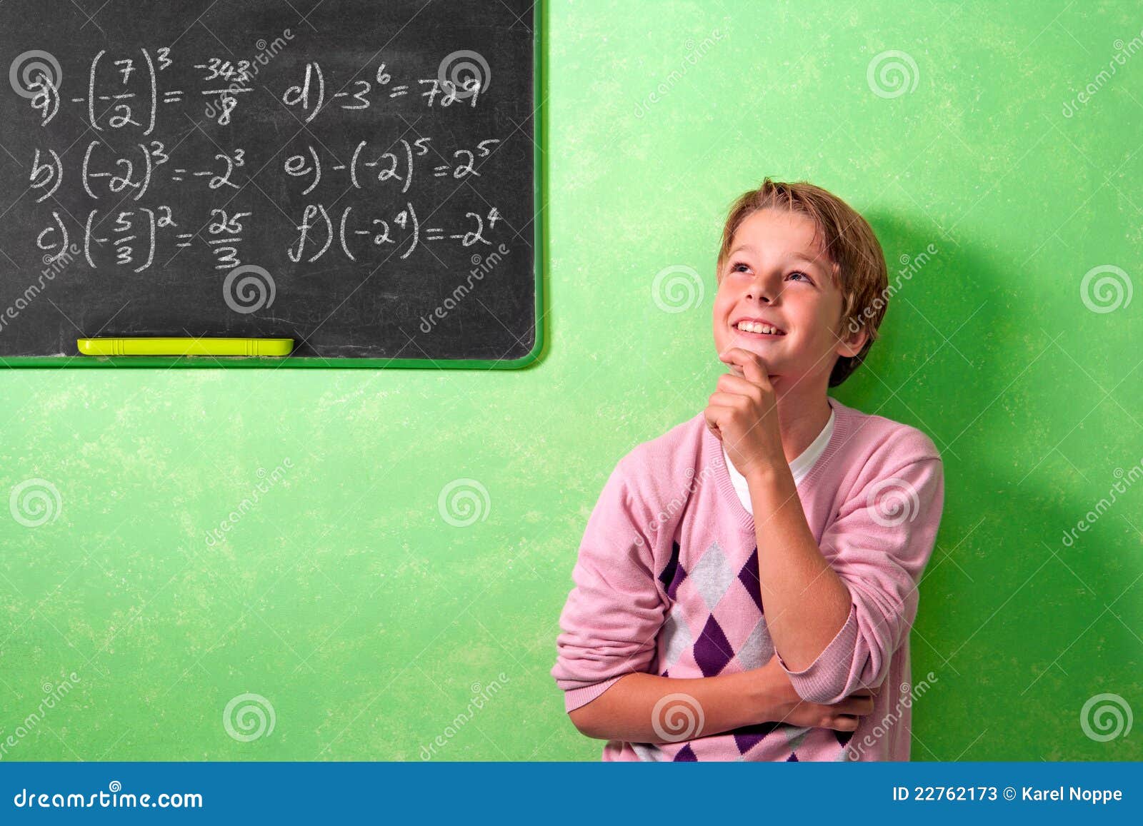 Boy in Classroom with Wondering Expression Stock Image - Image of ...