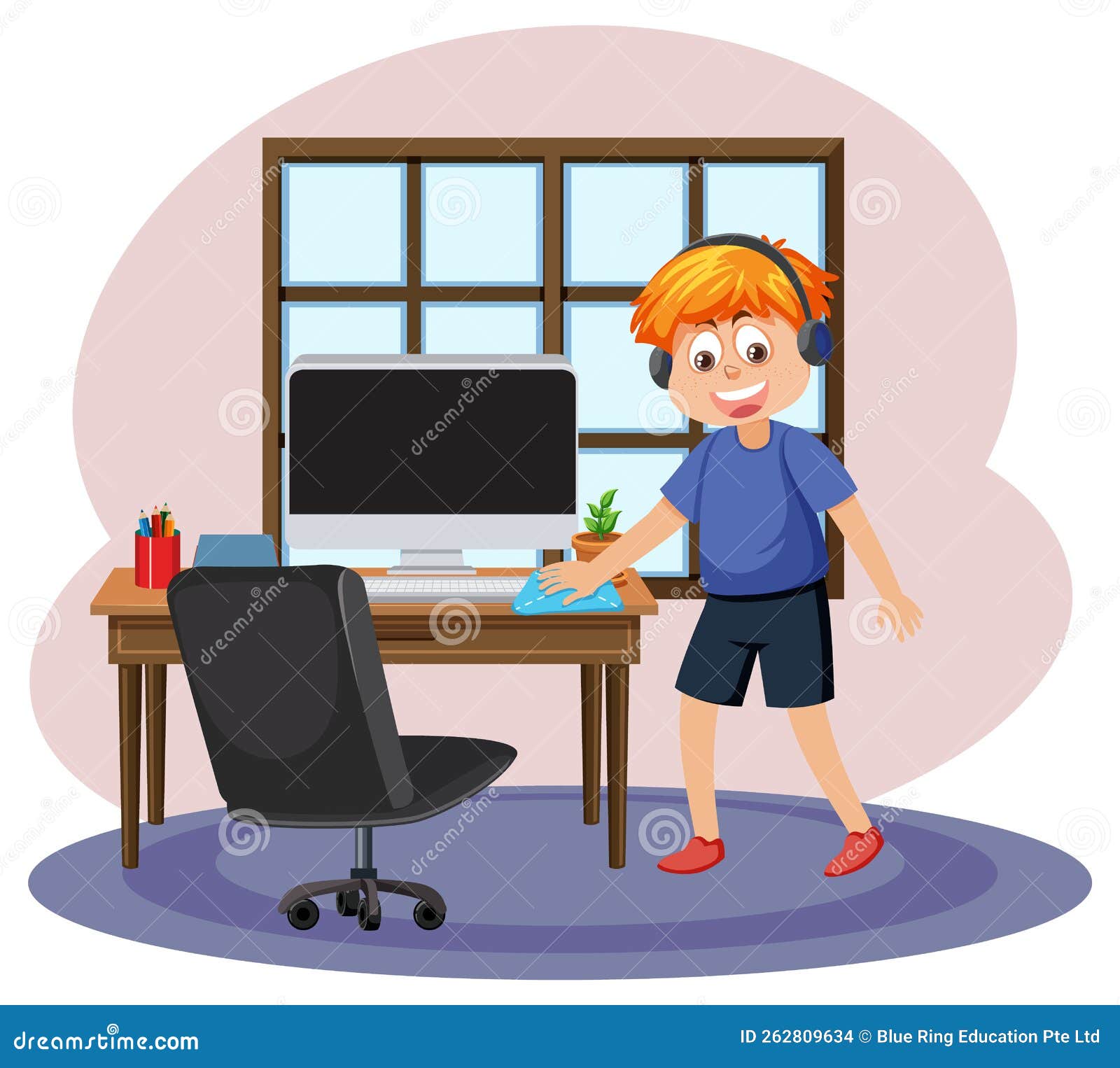 Man Cleaning Computer, Pc, Laptop With Trash Can Sign. User Removing ...