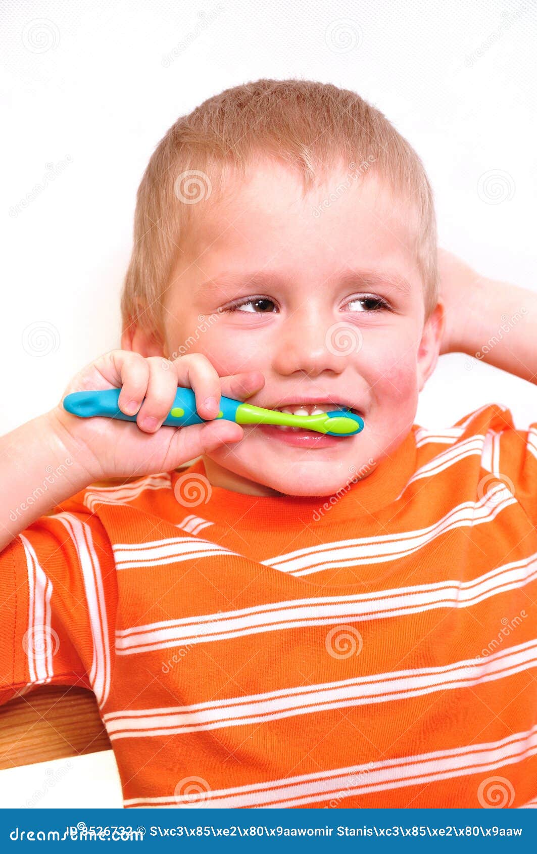 Boy cleaning teeth stock photo. Image of little, child - 8526732
