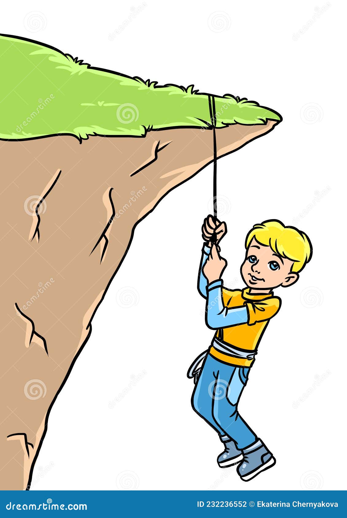 Boy Climber Rock Climb Uphill Illustration Cartoon Stock Illustration ...