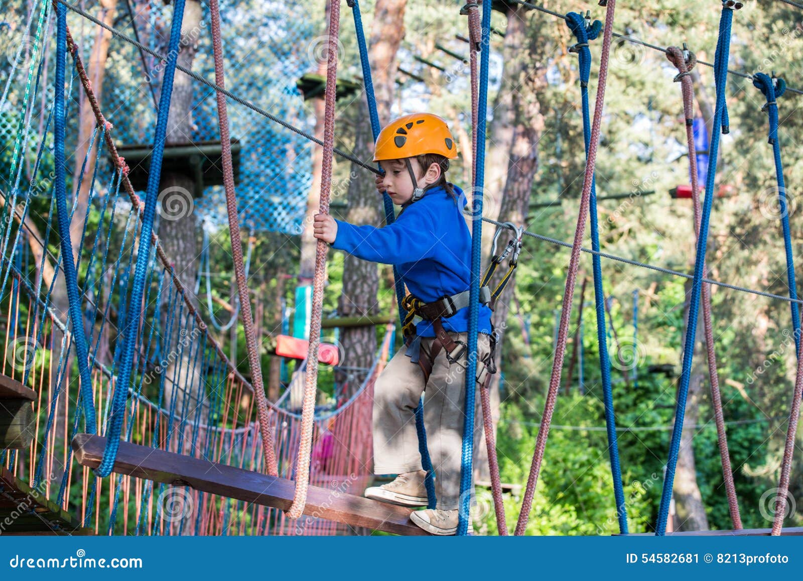 Boy Climbing in Adventure Park , Rope Park Stock Image - Image of ...