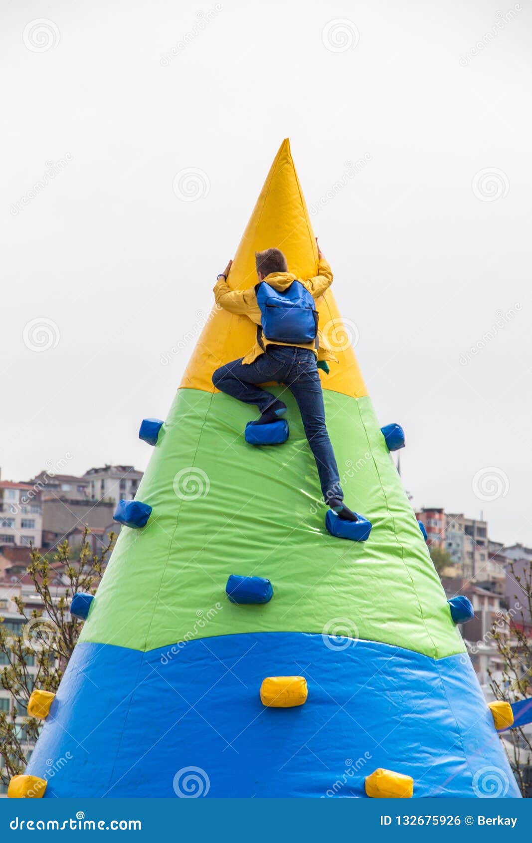 Boy Climbing on Cone Shaped Climbing Course Editorial Photo - Image of ...