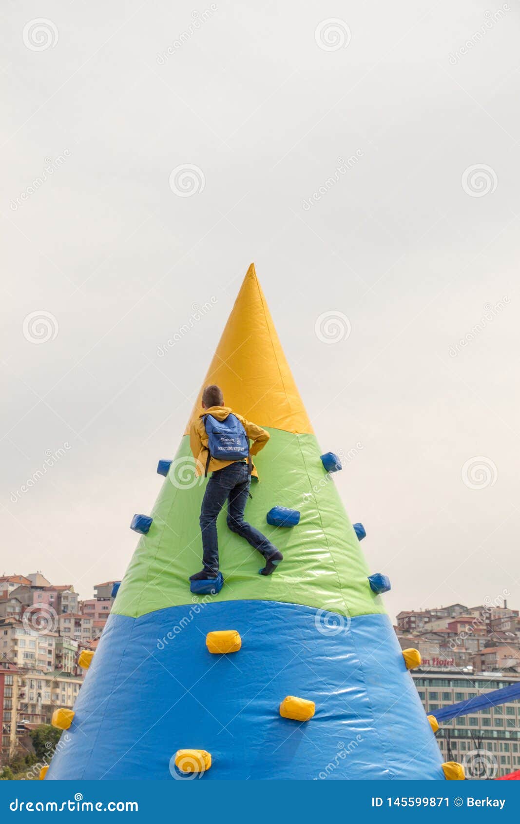 Boy Climbing on Cone Shaped Climbing Course Editorial Photo - Image of ...