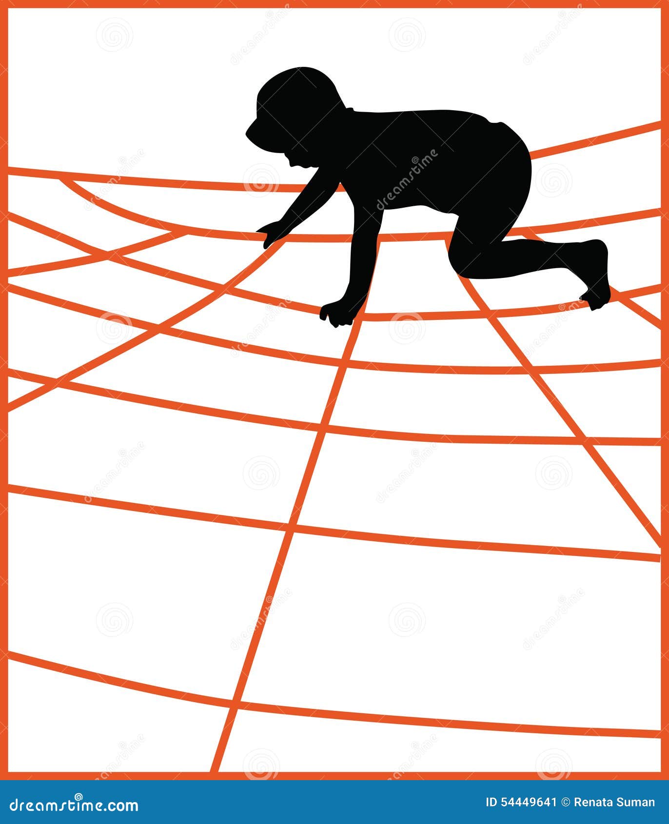 Boy Climbing a Jungle Gym Net Stock Vector - Illustration of little ...