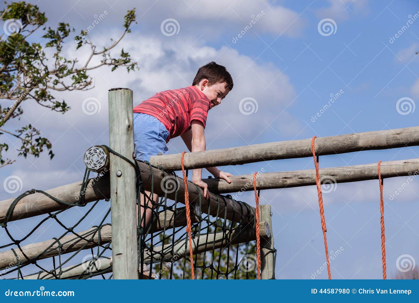 Boy Climbing Netting Playground Stock Photo - Image of swing, skill ...