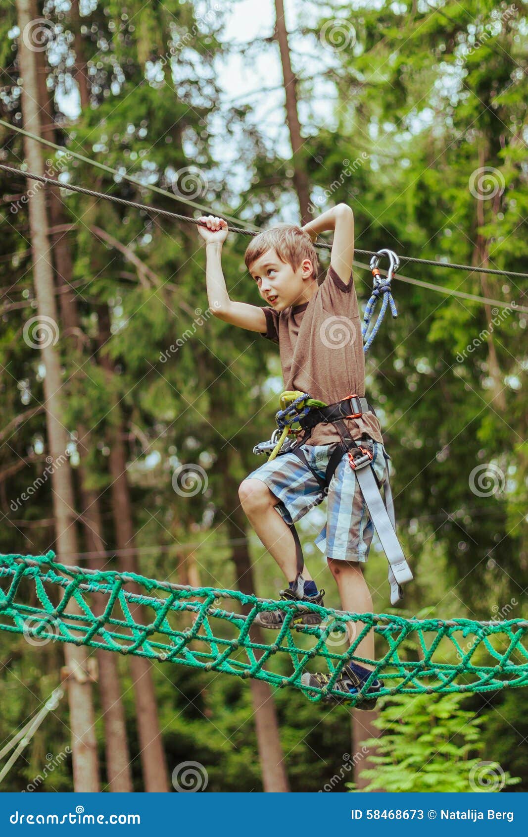 Boy Climbing in a Rope Park Stock Image - Image of person, park: 58468673