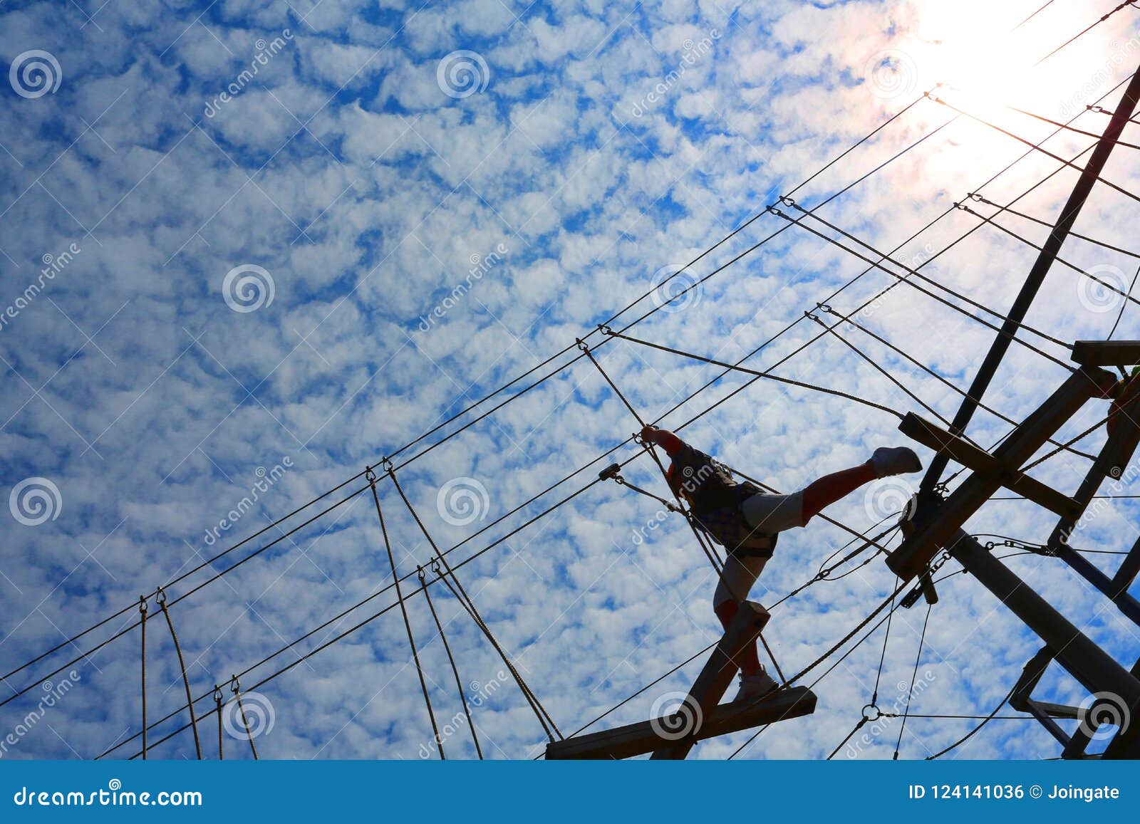 High Ropes Challenge Course Stock Photo - Image of happy, challenge ...