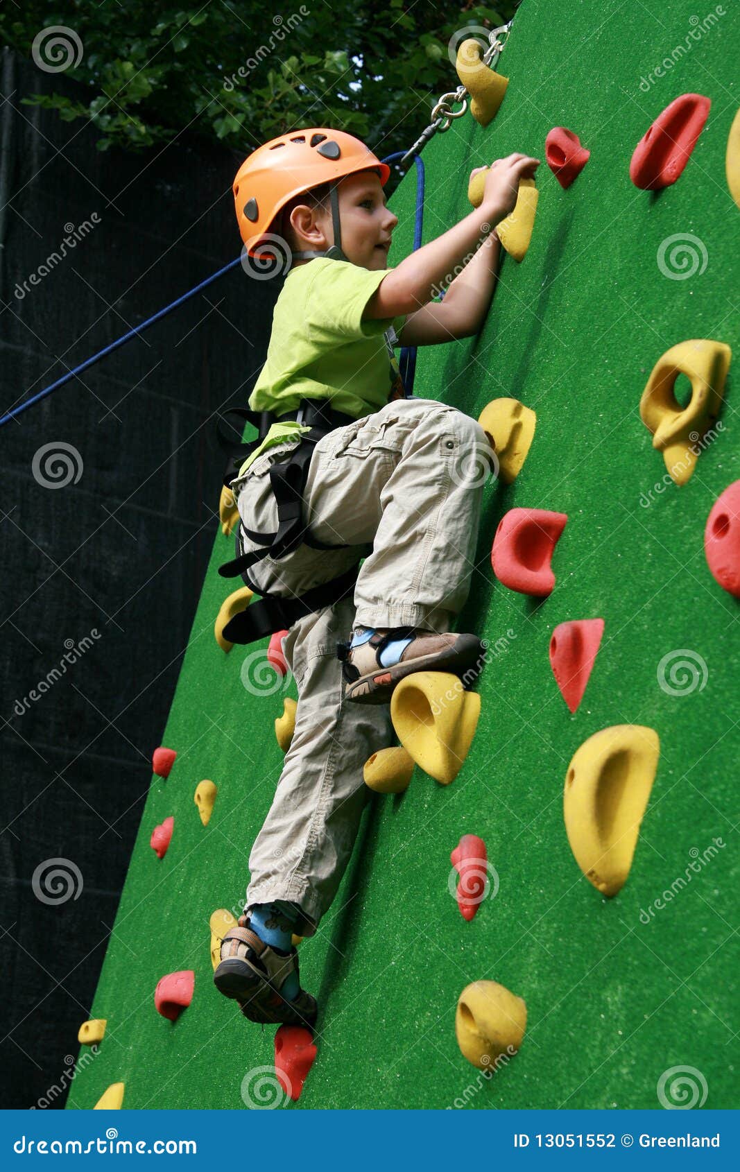Boy on climbing wall stock photo. Image of mountain, athlete - 13051552