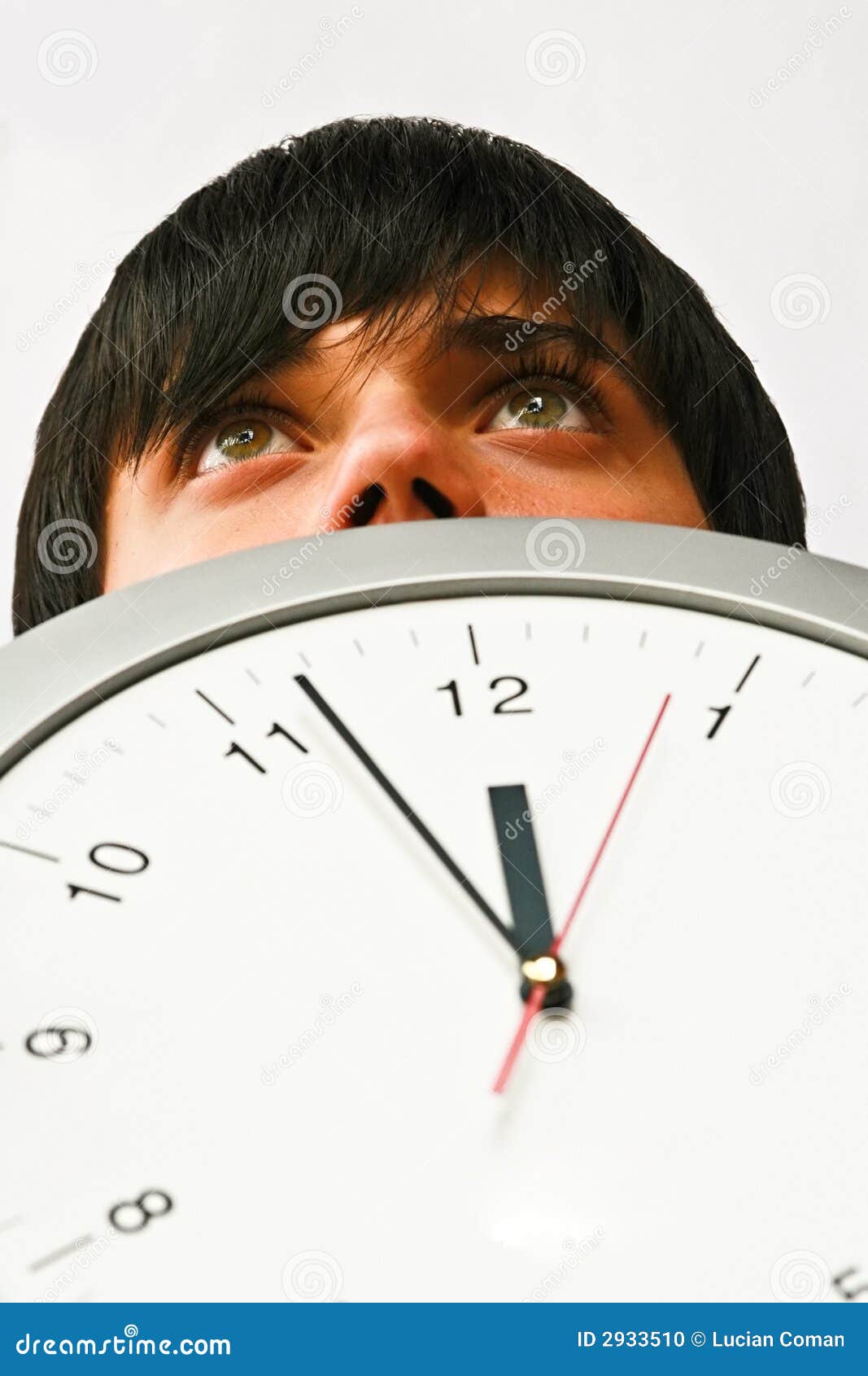 Boy with clock stock photo. Image of grey, person, characters - 2933510