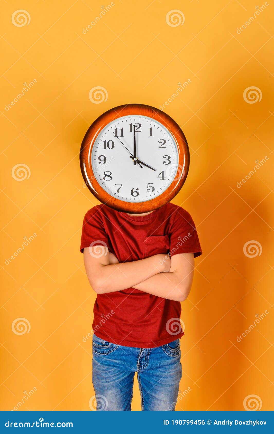 Boy with a Clock instead of a Head, Concept of Human Power Over Time ...