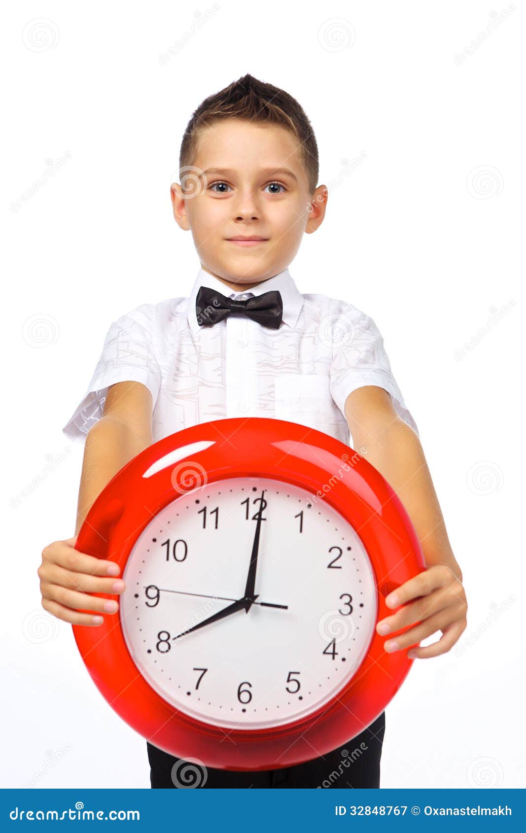 A boy and a clock stock image. Image of shot, alarm, portrait - 32848767