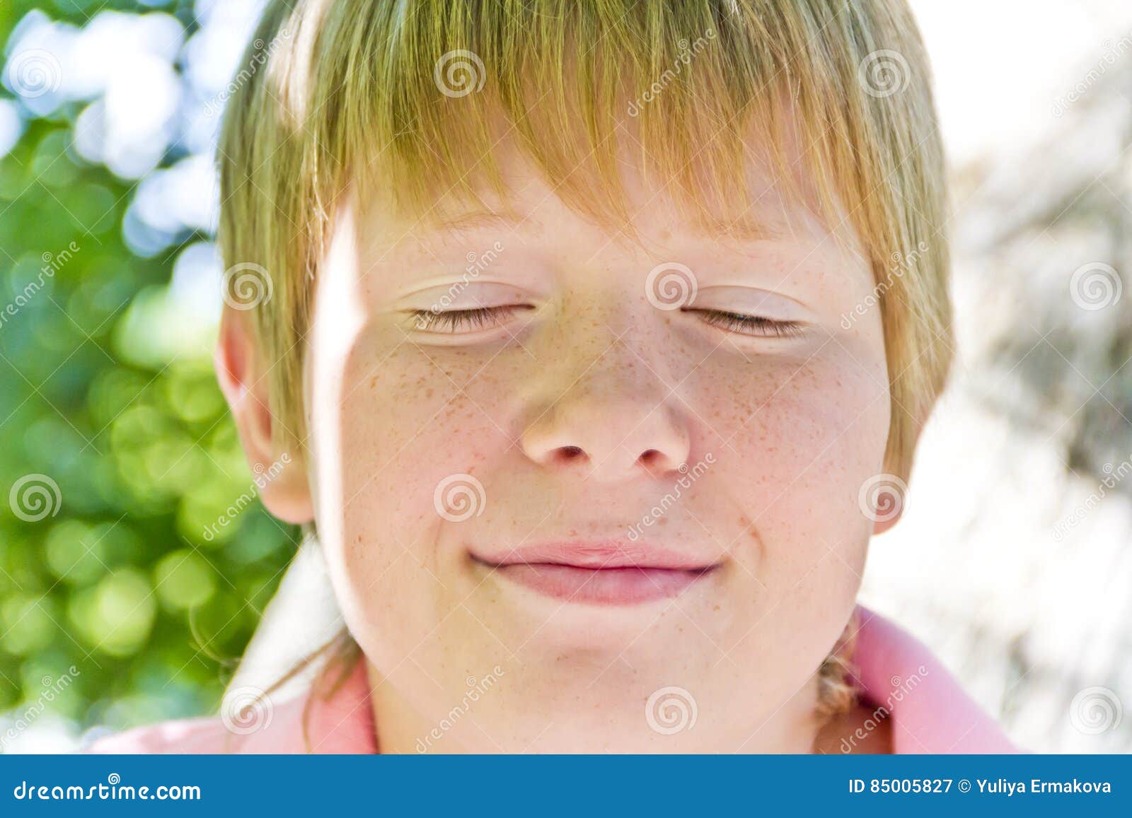 Boy with close eyes stock image. Image of childhood, horizontal - 85005827