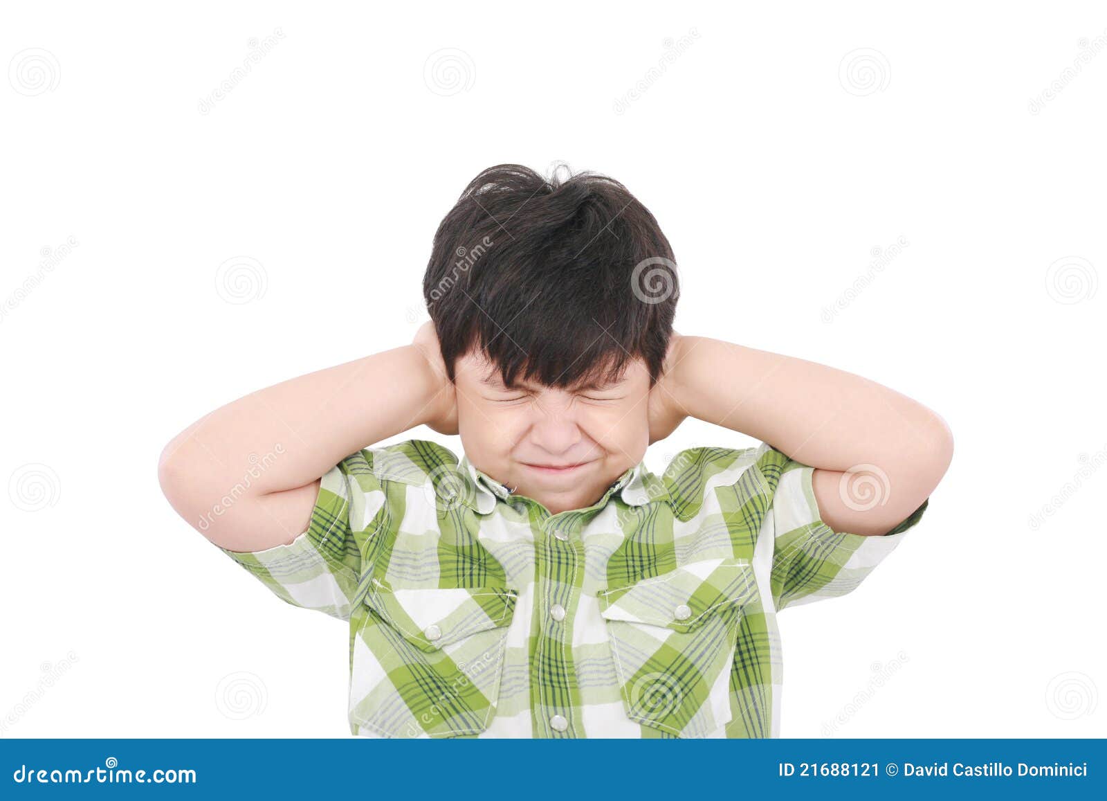 Boy Closing His Eyes And Ears With His Hands Royalty-Free Stock ...