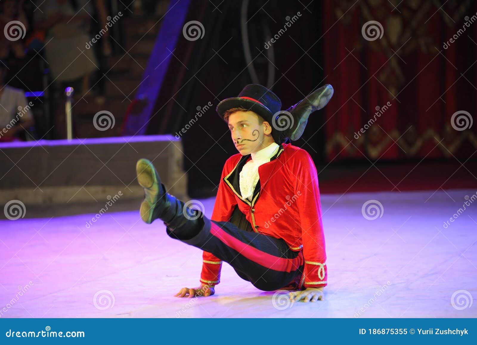 Boy Clown-acrobat Performing in the Ring of the Circus Editorial Image ...