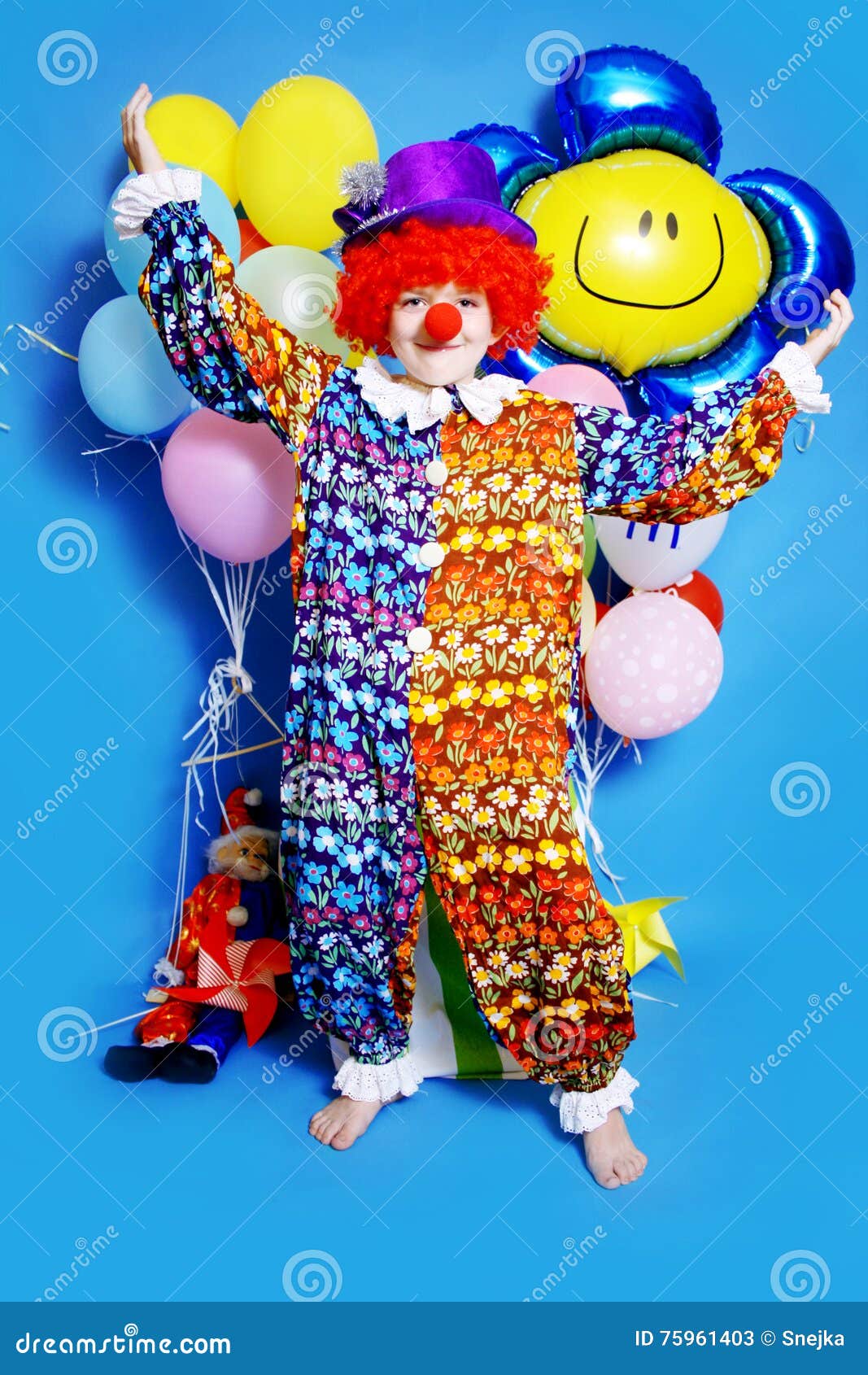 Boy clown stock image. Image of celebration, childhood - 75961403