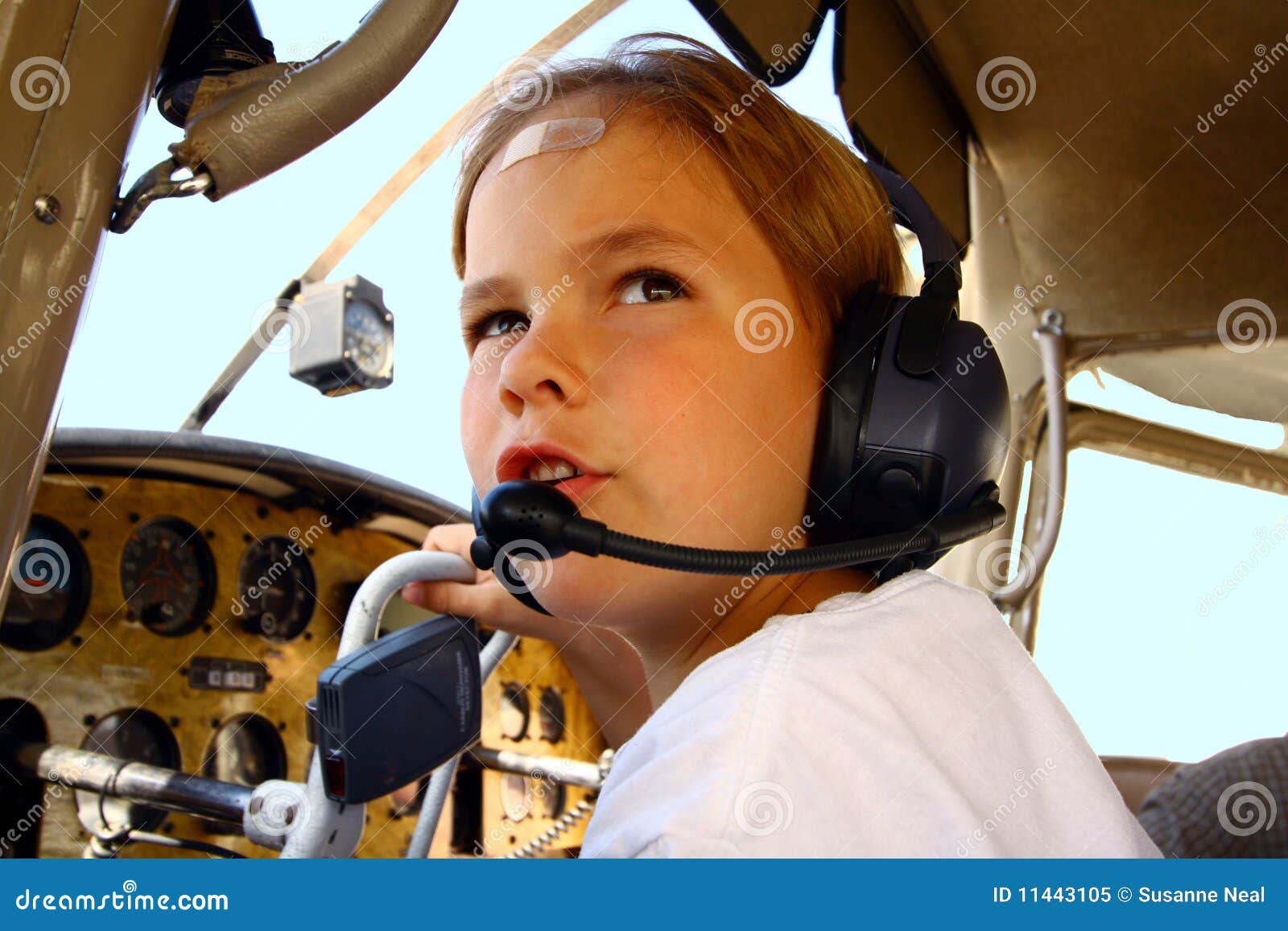 Boy in Cockpit of Private Airplane Stock Image - Image of imagine ...