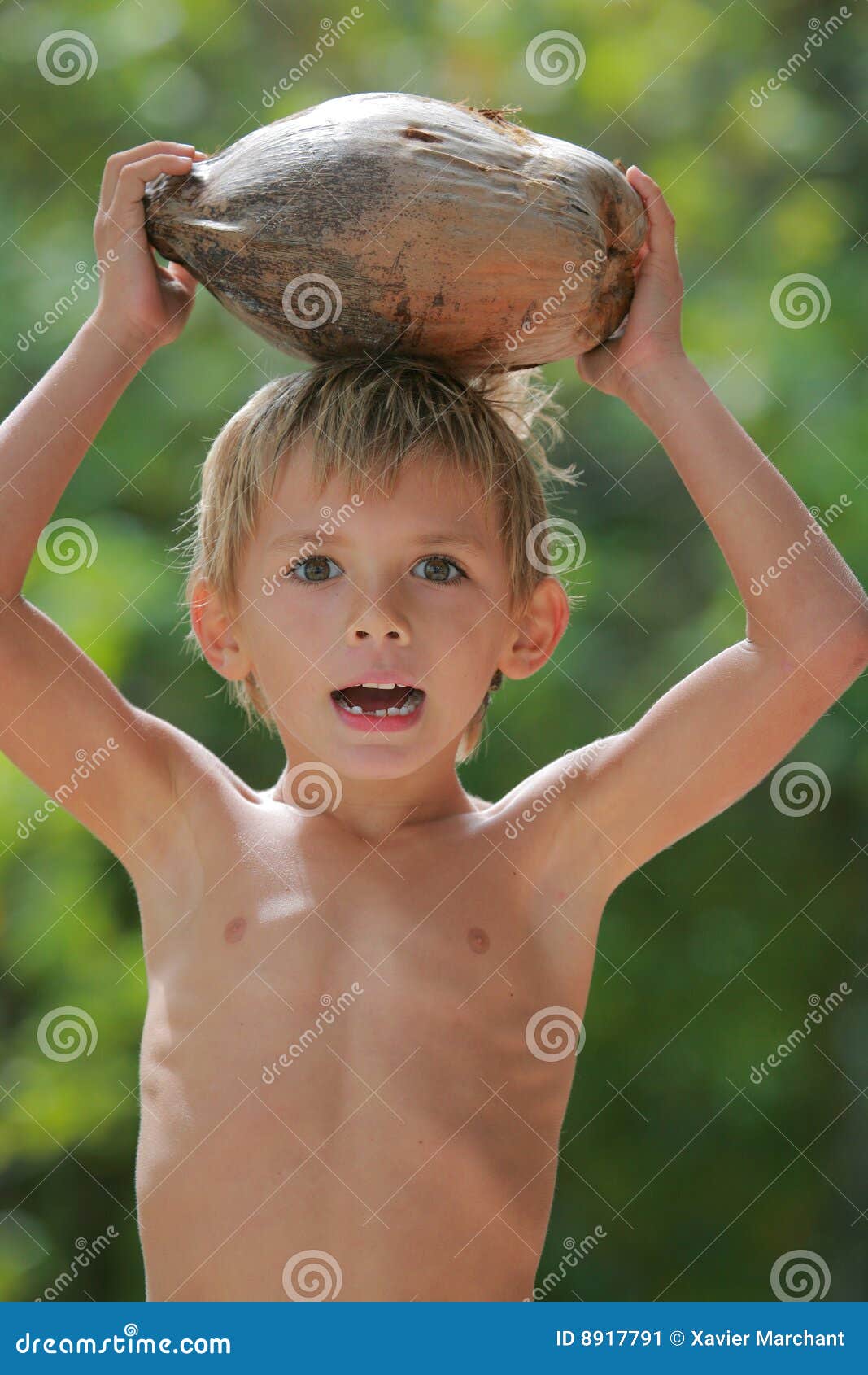 Boy with coconut stock image. Image of play, head, sand - 8917791