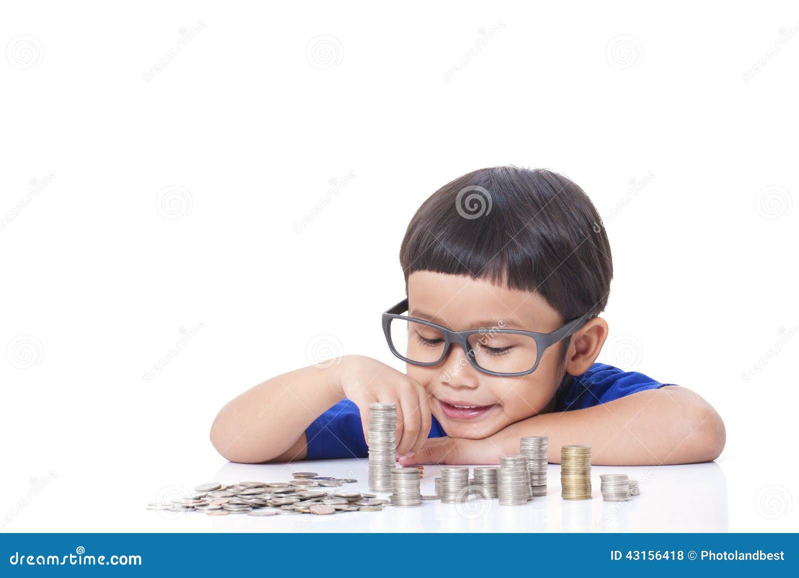 Boy with coins stock photo. Image of child, money, male - 43156418