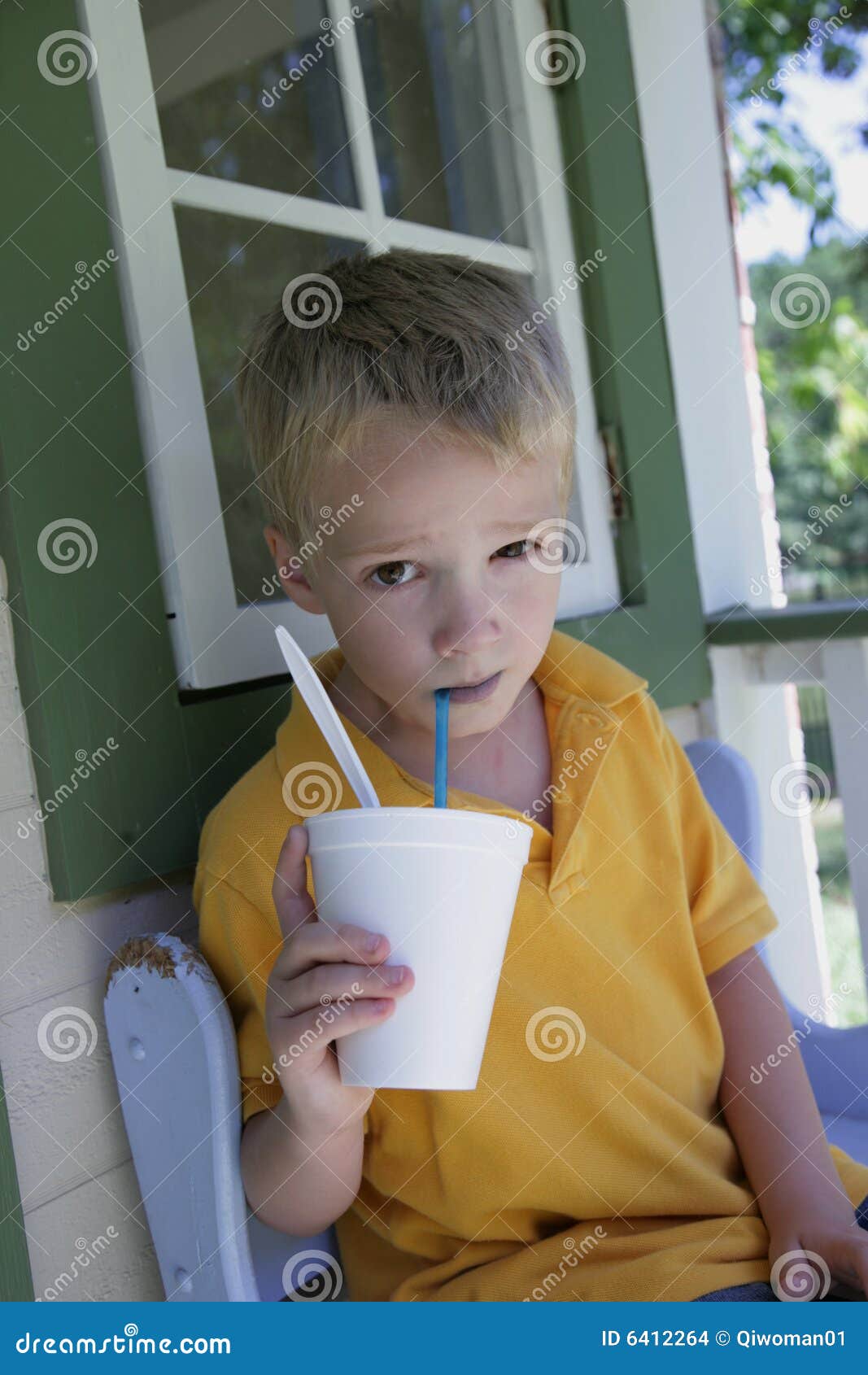 Boy with Cold Beverage in Summer Stock Photo - Image of coloring, spoon ...