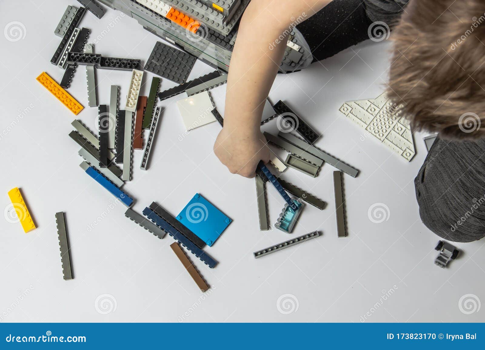 The Boy Collects from the Details of the Constructor Lego Ship Stock ...