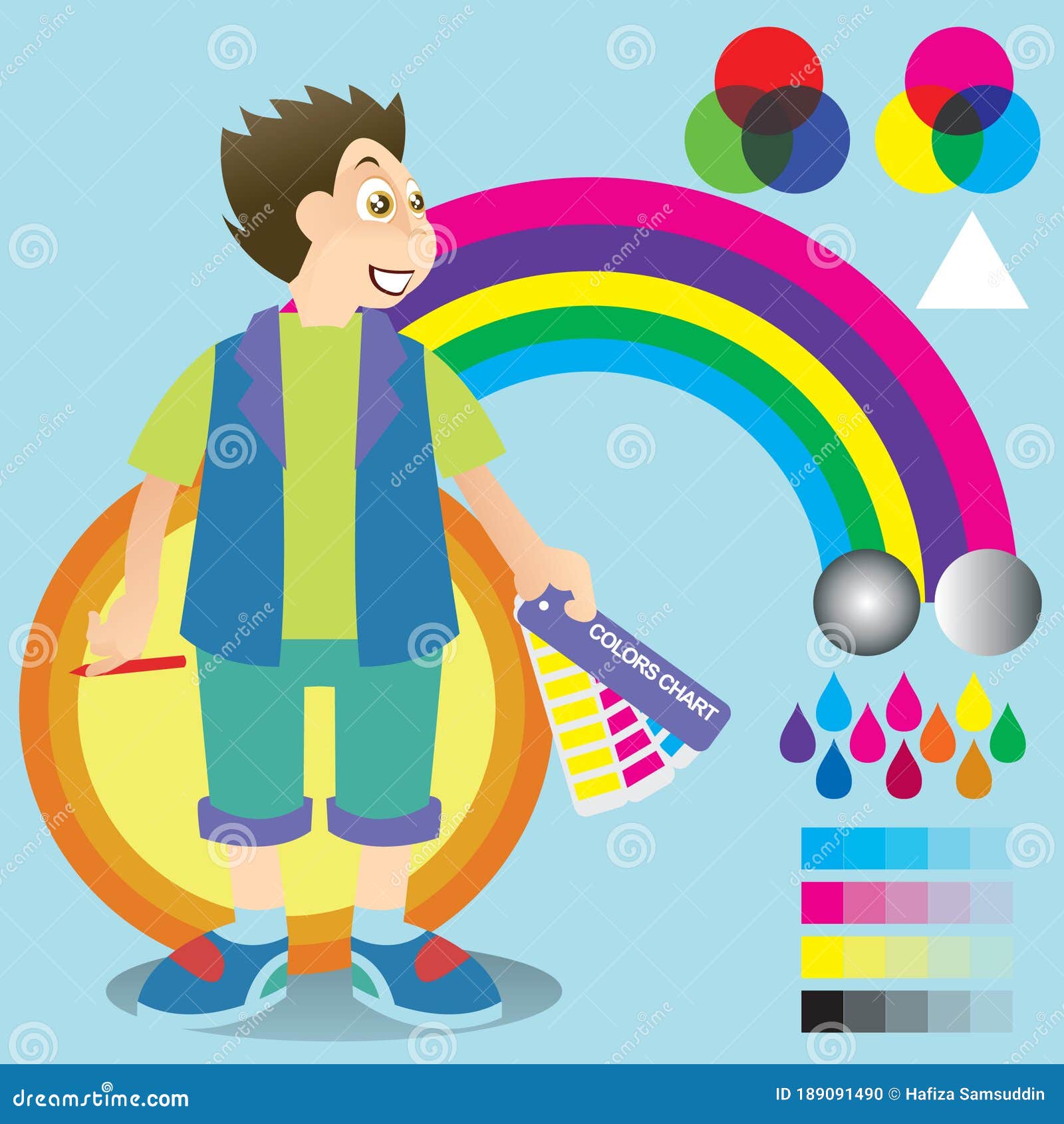 Boy with Color Chart. Vector Illustration Decorative Design Stock ...