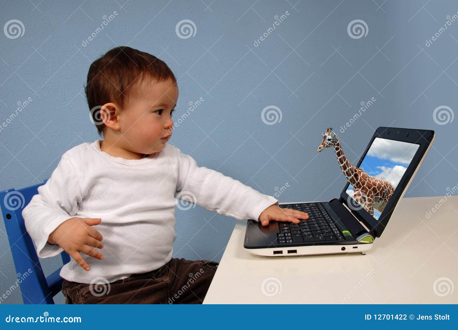 Boy and computer stock photo. Image of education, isolated - 12701422