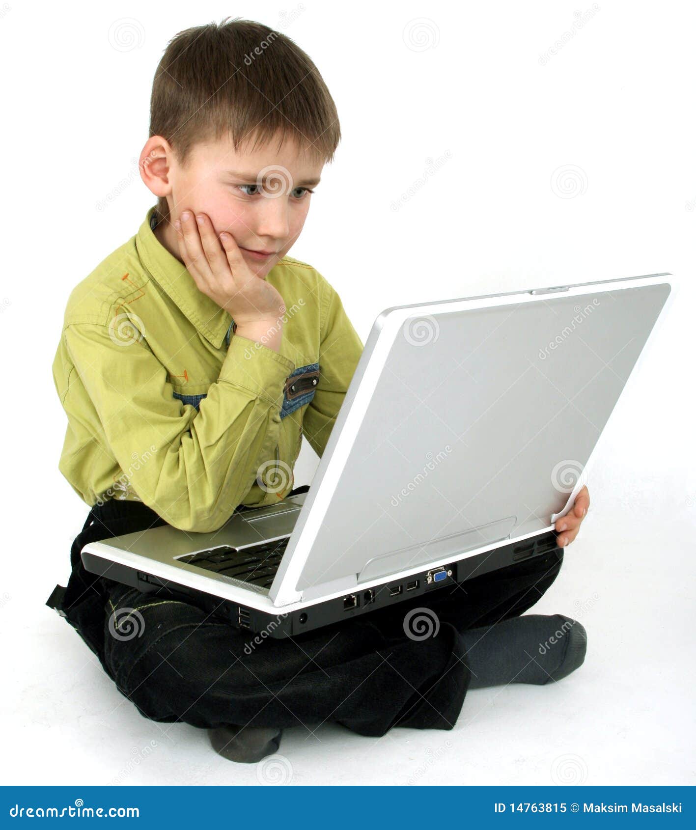 The boy with a computer stock image. Image of laptop - 14763815