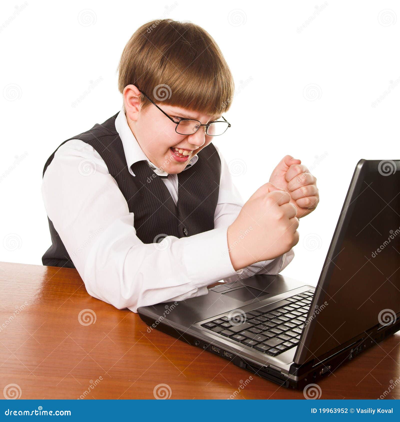 Boy with computer stock photo. Image of computer, expression - 19963952