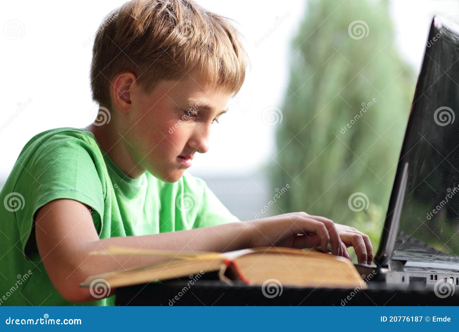 Boy on Computer stock image. Image of computer, youth - 20776187