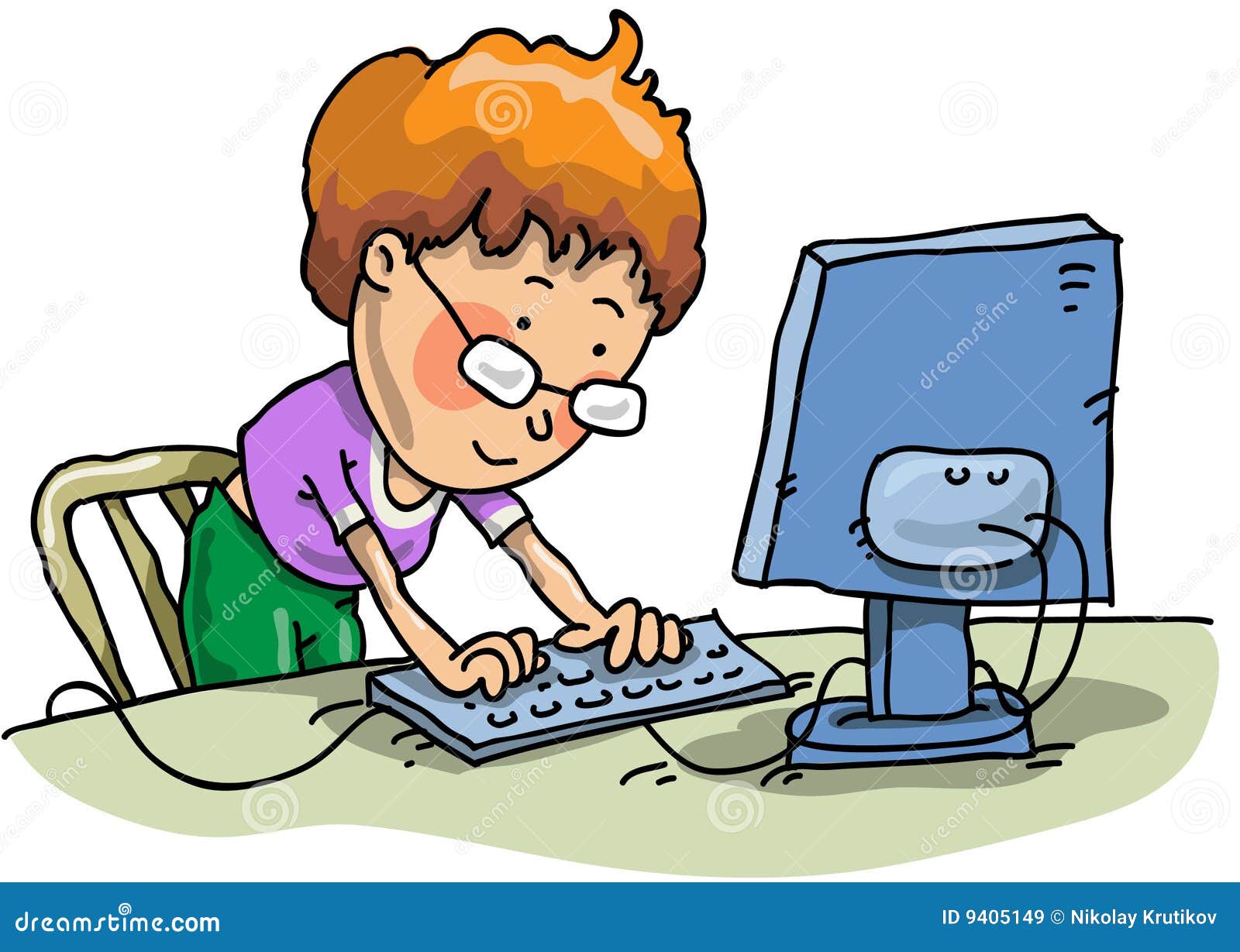 The boy with the computer stock vector. Illustration of computer - 9405149
