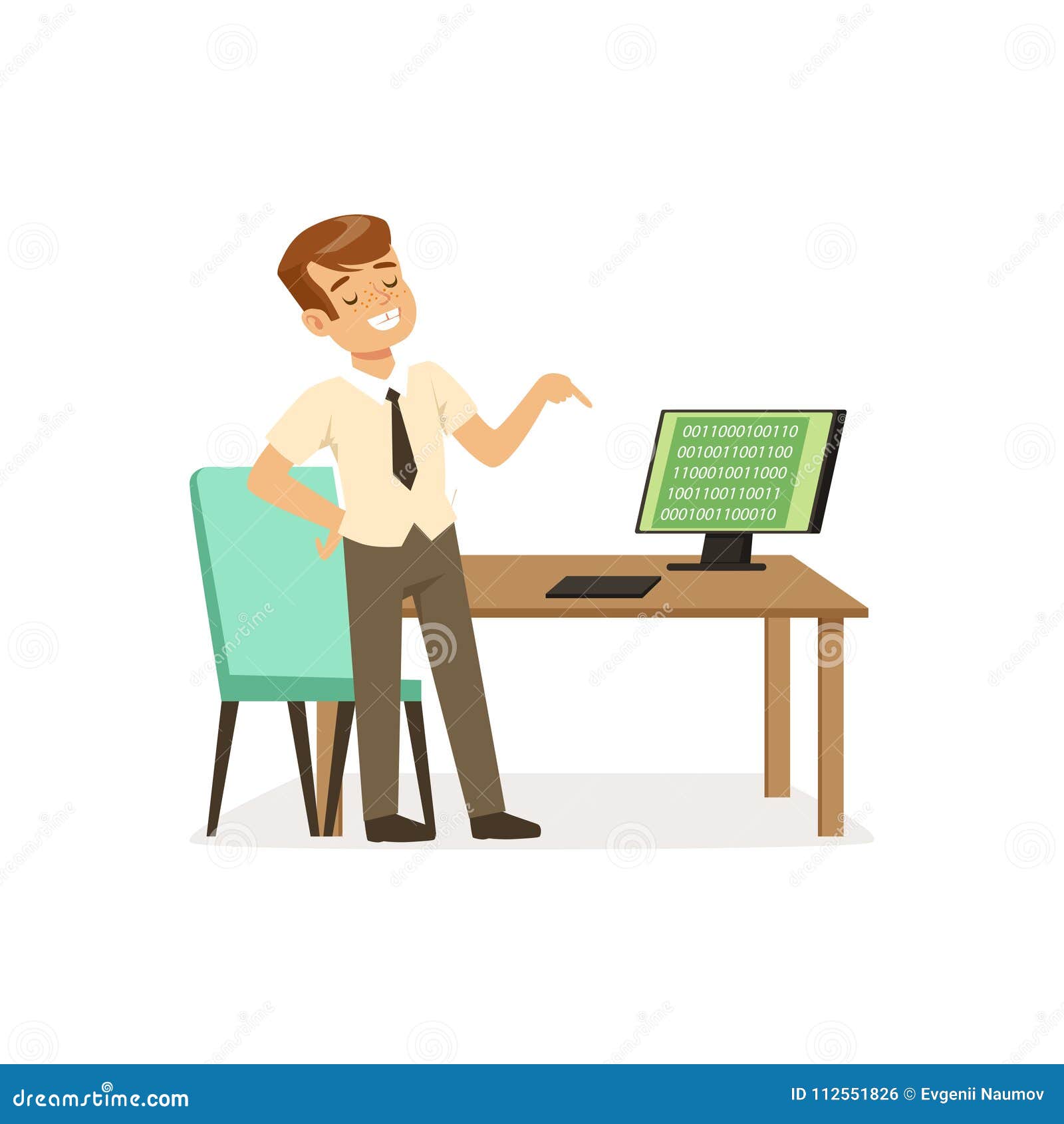 Boy in Computer Class, Pupil of Elementary School at Informatics Lesson ...